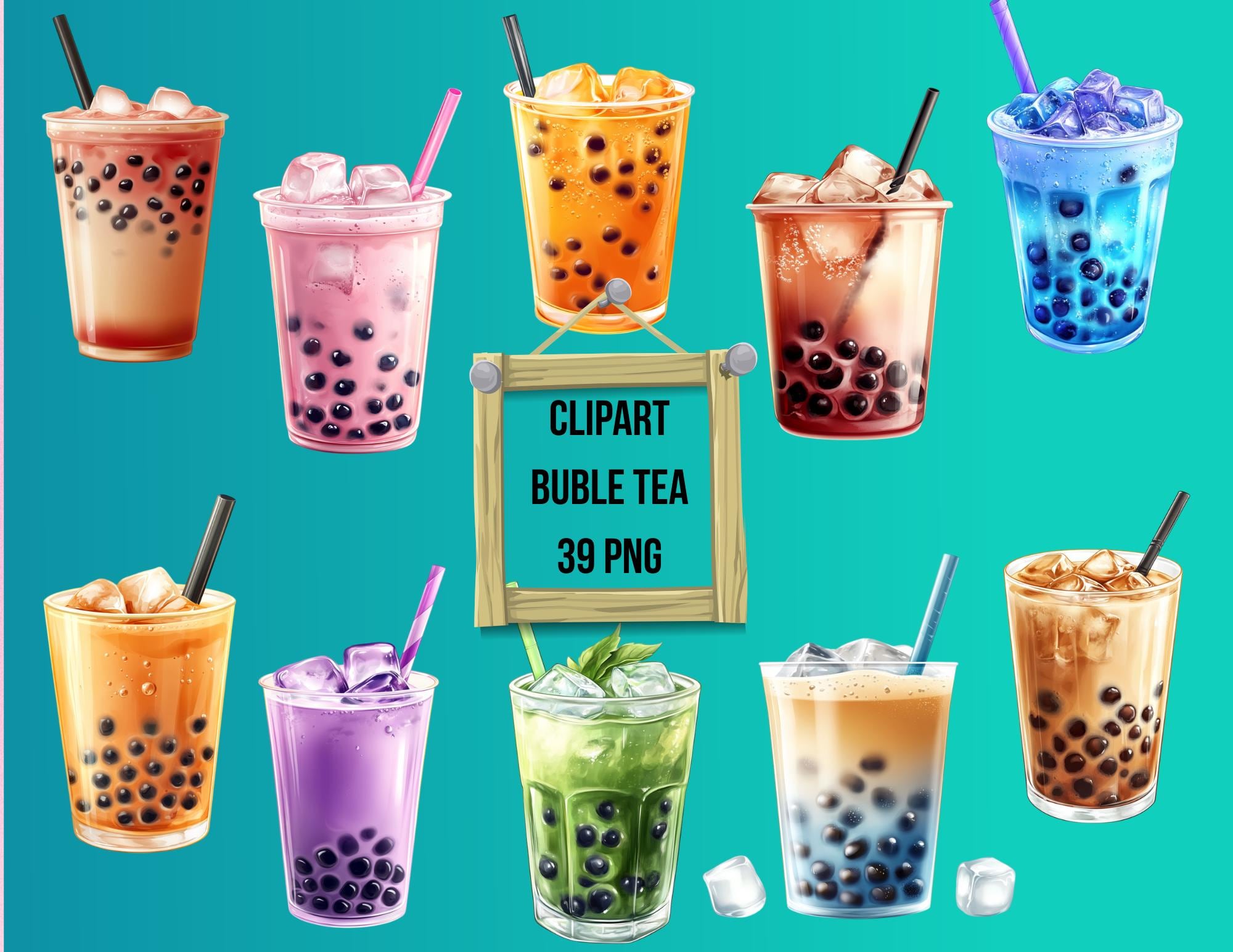 Bubble Tea Clipart Bundle: 39 Colorful Drinks PNG (commercial Use) - Etsy