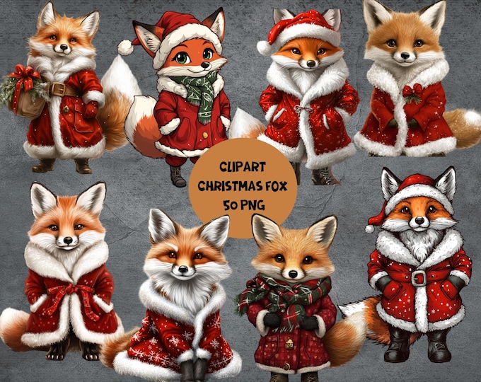 Cute Christmas Fox Clipart Bundle, Baby Animals, 28 High Quality Pngs ...