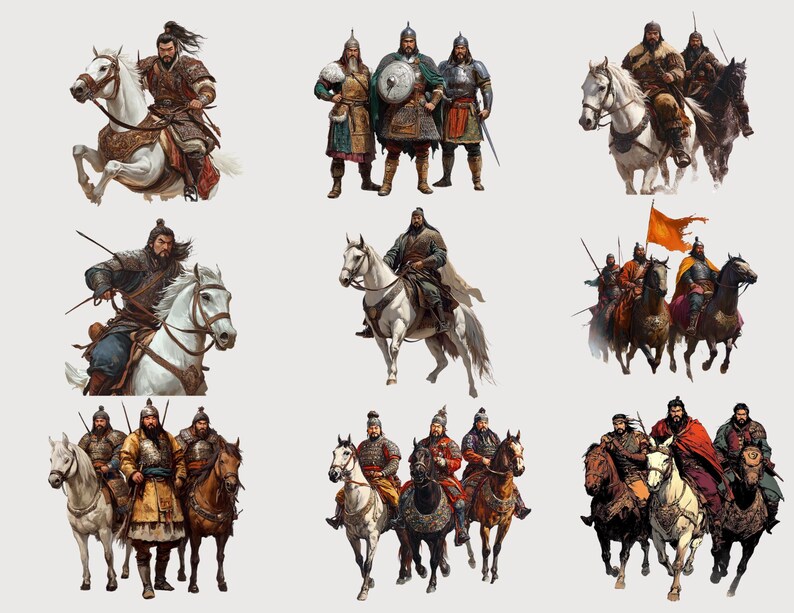 Mongol Warriors Clipart | Historical Empire 40 PNG Images, (commercial ...