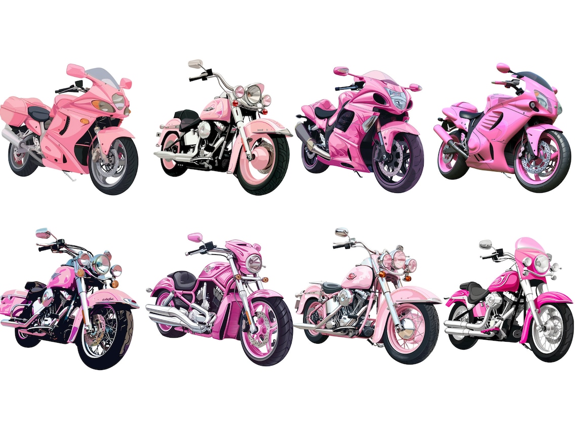 Clipart Pink Motorcycles | Pink Motorcycles PNG | Digital Print Pink ...
