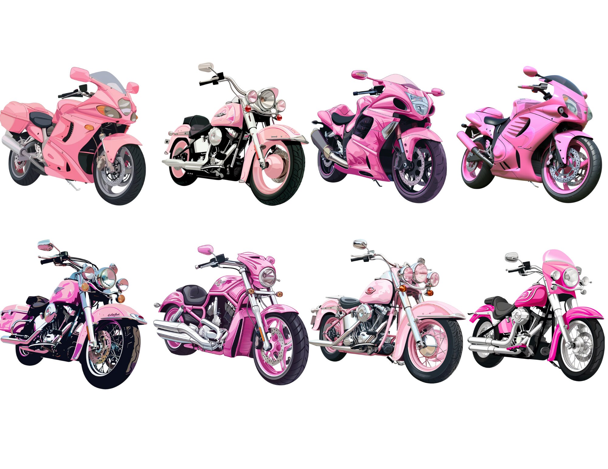 Clipart Pink Motorcycles | Pink Motorcycles PNG | Digital Print Pink ...