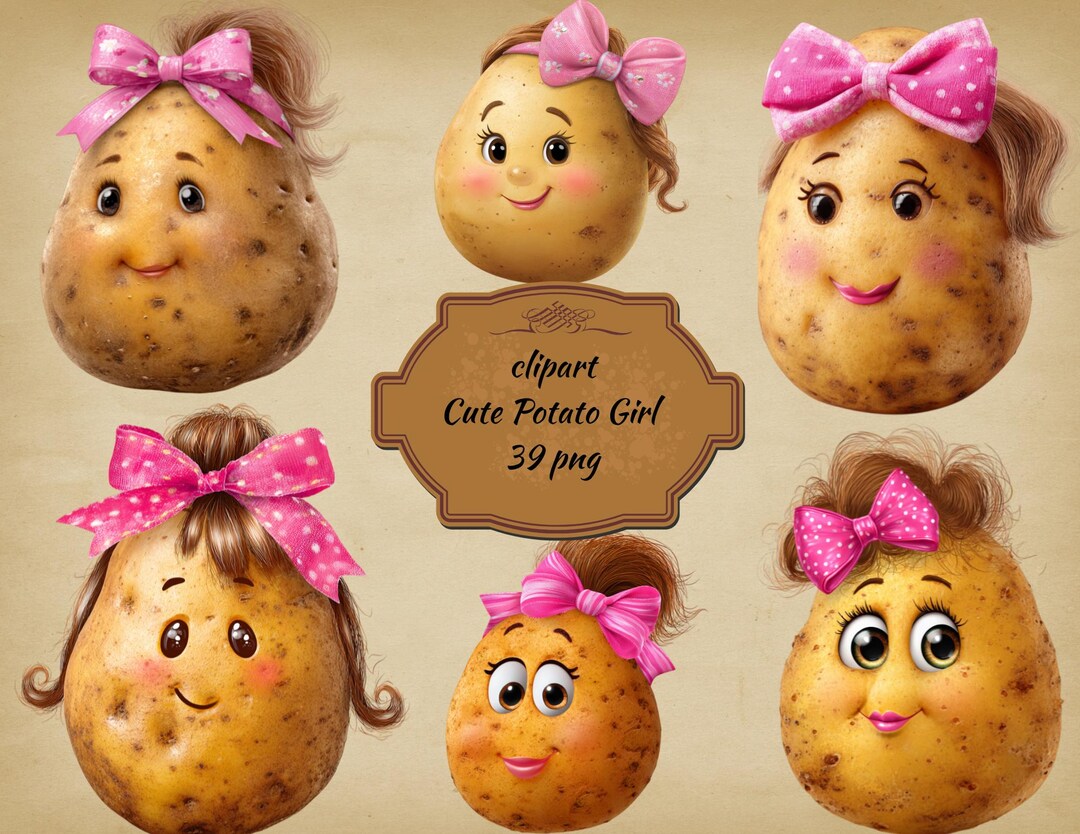 Kawaii Potato Girl Clipart: Cartoon Food PNG Stickers (digital Download ...