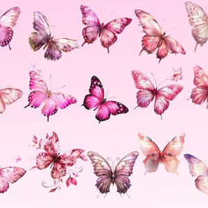 Clipart Pink Butterflies | Magic Butterflies PNG | Digital Art Decor ...