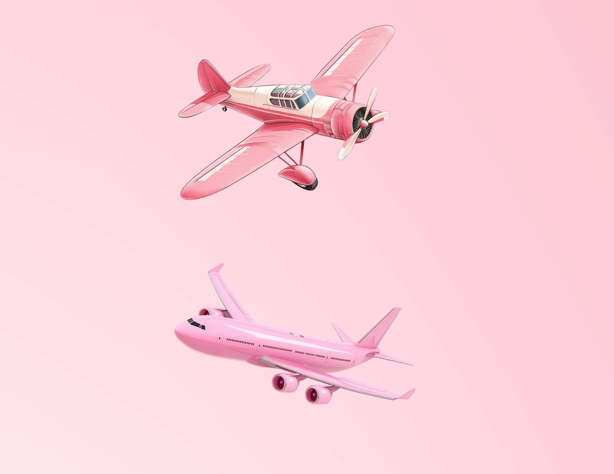 Pink Airplane Clipart Bundle | 32 PNG Cute Aviation Designs ...