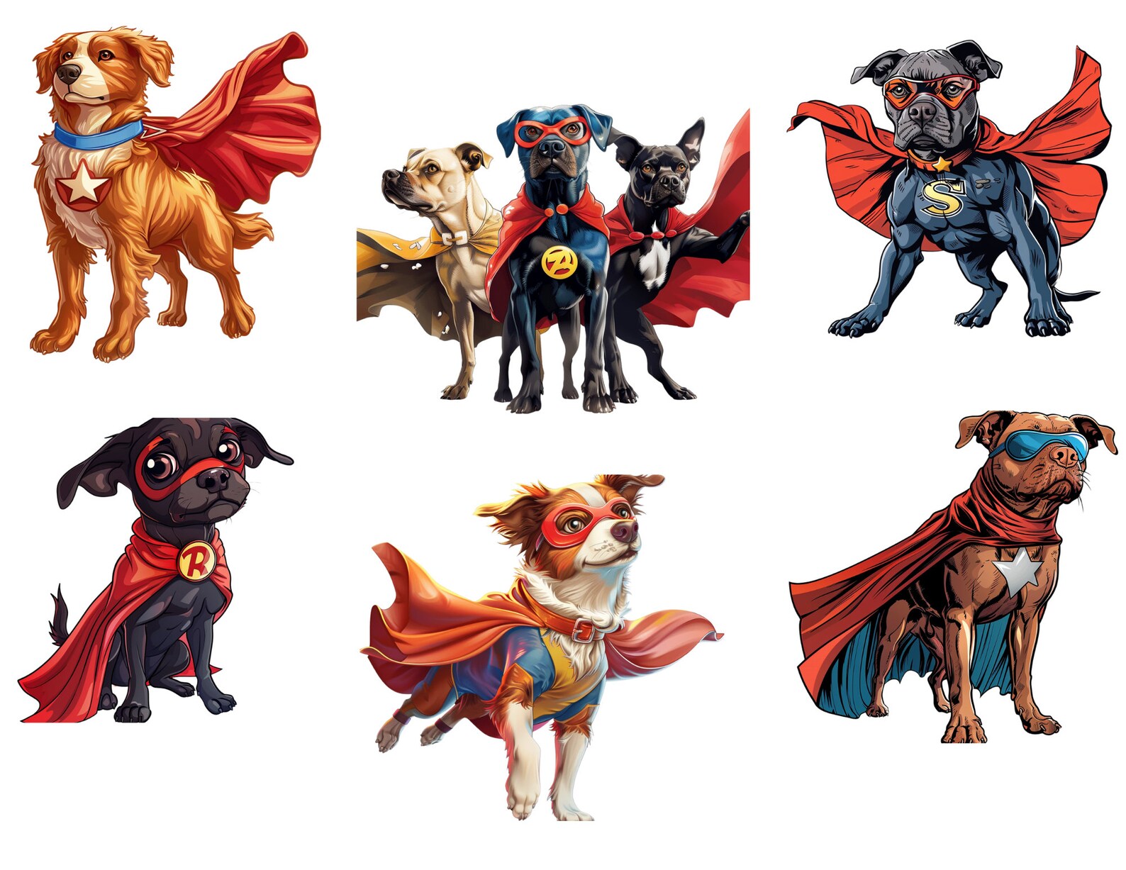 Superhero Dogs Clipart | PNG Illustrations, Comic Book Art (instant ...