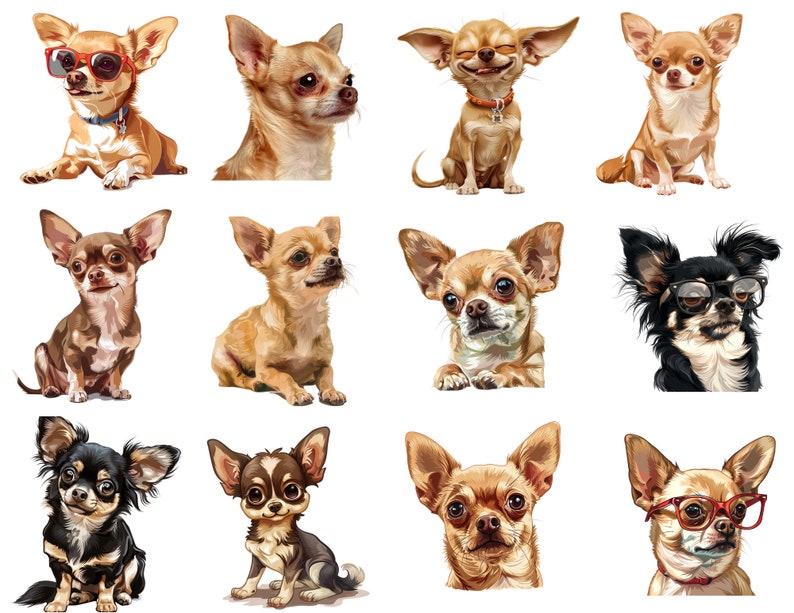 Clipart Chihuahua Dogs | Chihuahua Dogs PNG | Digital Print Chihuahua ...
