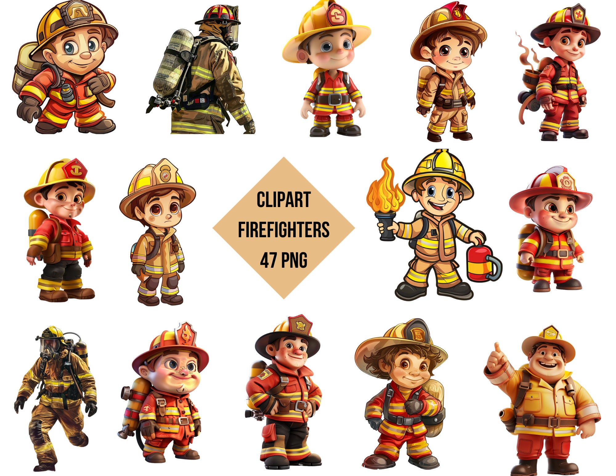 Clipart Firefighters Firefighters PNG Digital Print Firefighters - Etsy