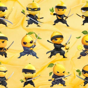 Lemon Ninja Clipart, Cute Fruit Warrior PNG, Samurai Citrus Character ...