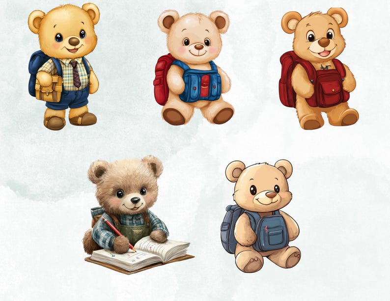 Clipart Cute School Bears | 29 Pngs | Adorable School Bear Designs ...