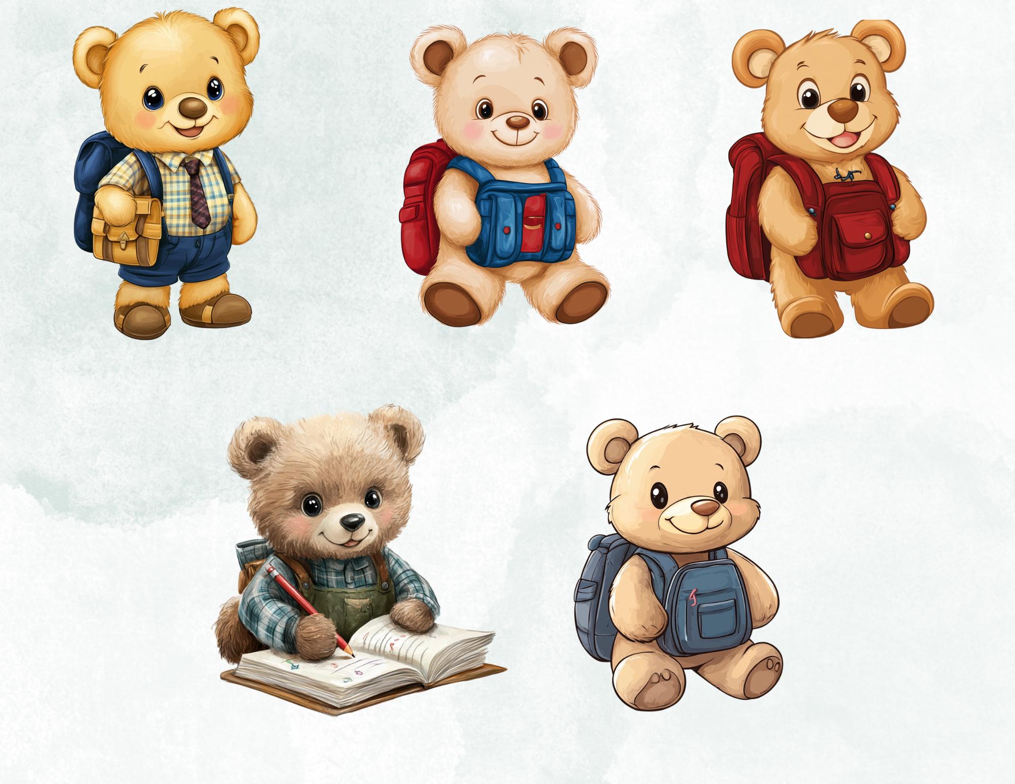 Clipart Cute School Bears | 29 Pngs | Adorable School Bear Designs ...