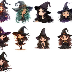 Cute Witches Clipart Set | 37 High-resolution PNG Illustrations for ...