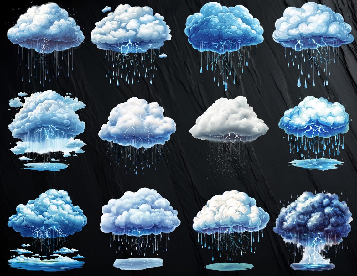Storm Cloud Clipart | 49 Rain & Lightning PNG Designs (commercial Use ...