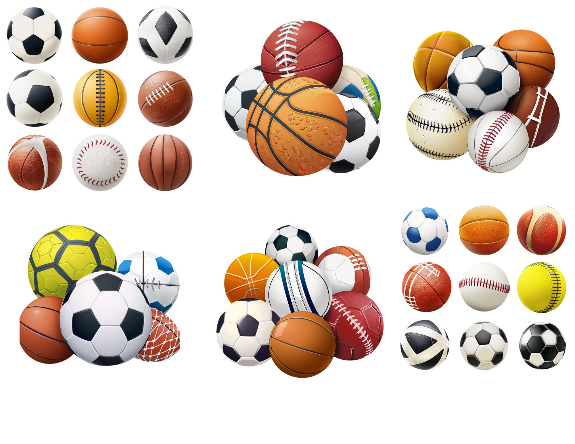Clipart Sport Balls Set | Colorful Sport Balls 49 PNG | Digital Print ...