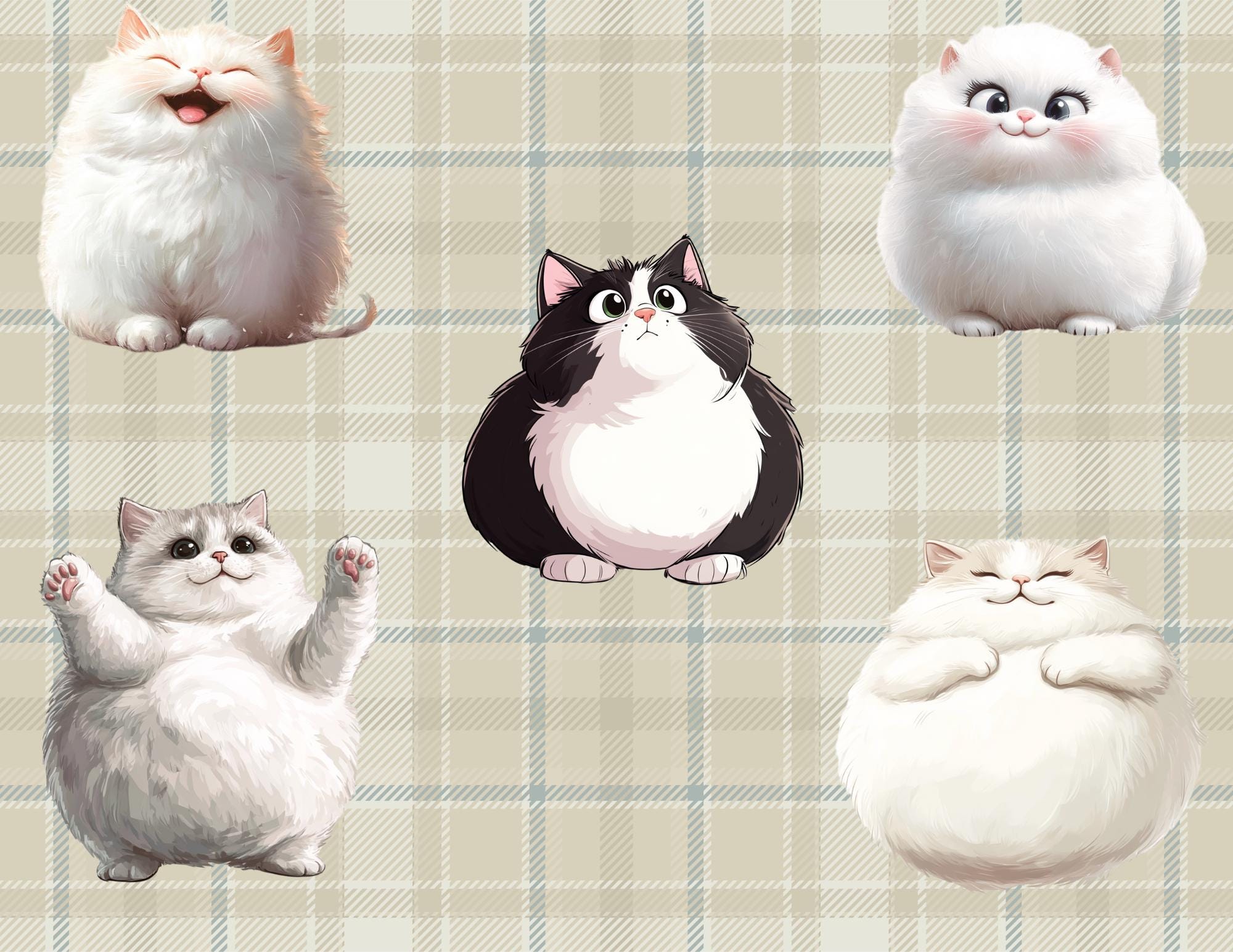 Chubby Cat Clipart, Fluffy Cat Clip Art, Adorable Cat PNG, Transparent ...