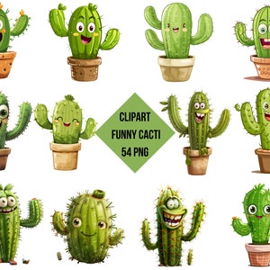 Clipart Funny Cacti | Pretty Cacti PNG | Digital Print Cacti Decor ...