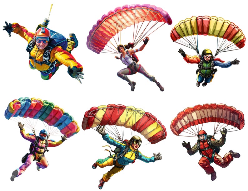 Skydiving Clipart Bundle | Colorful Parachute 29 Pngs (commercial Use ...