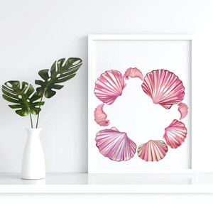 Pink Shells Clipart, Seashell Frames PNG, Digital Print Ocean-themed ...