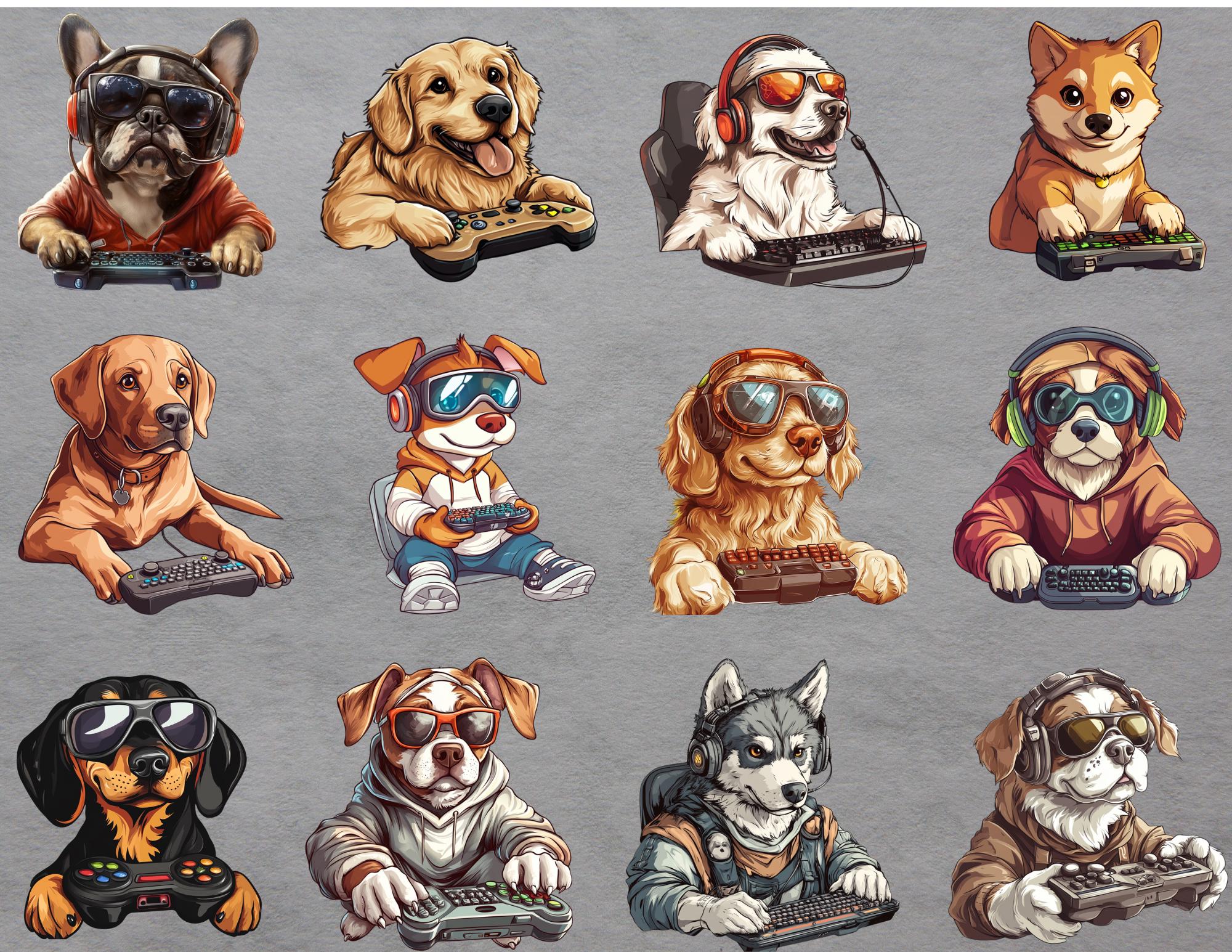 Gamer Dogs Clipart Bundle | Gaming Dog PNG | Perfect Decor for Gamers ...