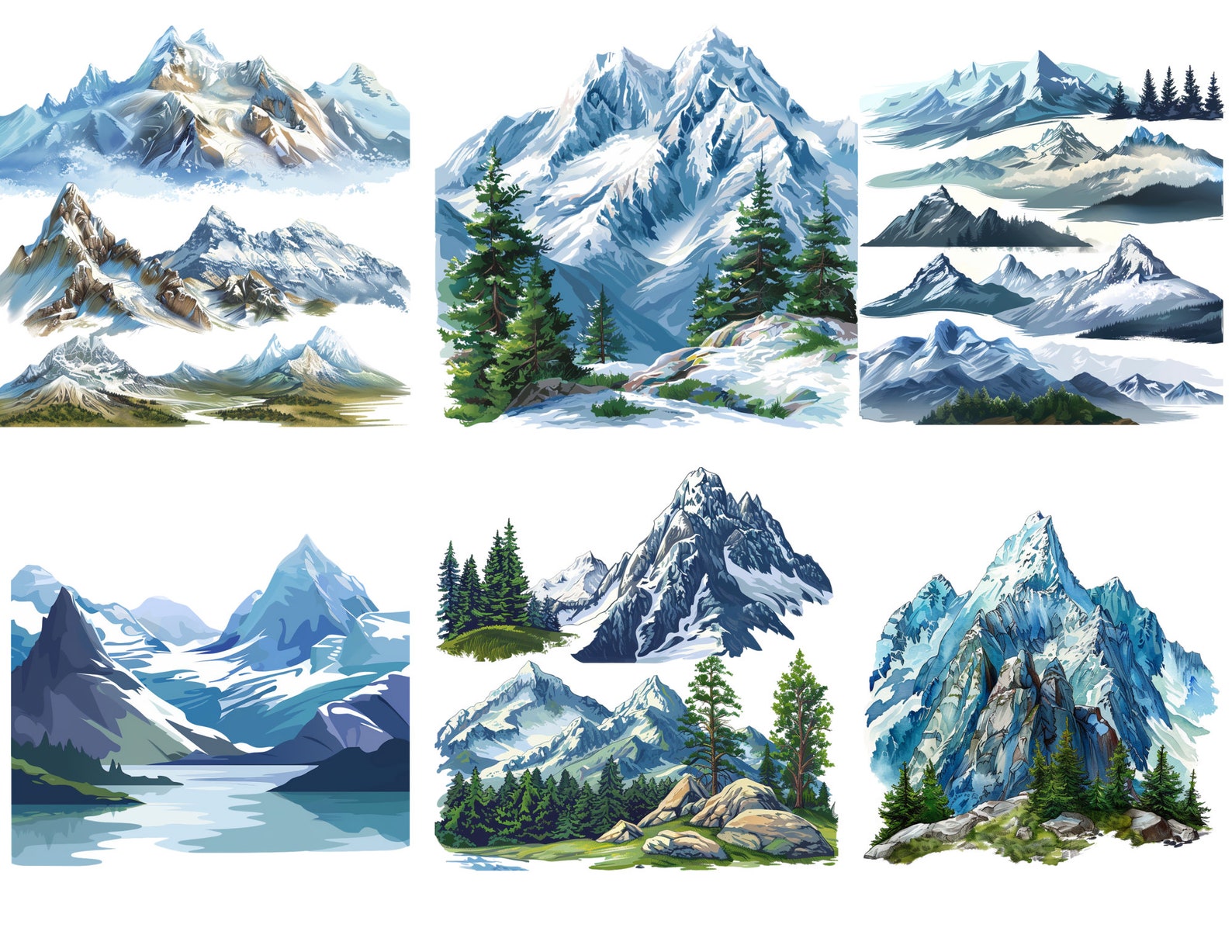 Clipart Mountain Landscapes | Mountain Landscapes PNG | Mountain Decor ...