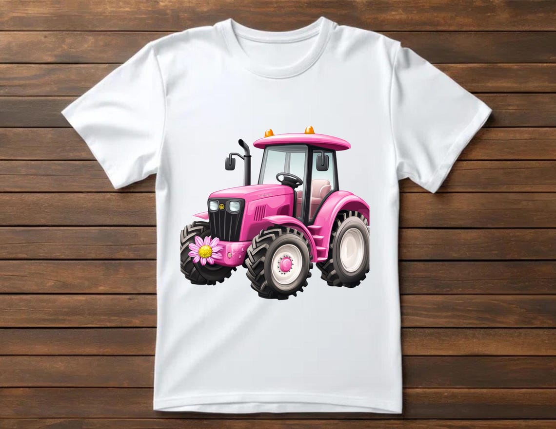 Clipart Pink Tractors, Tractors With Flowers 36 PNG, Digital Print Cute ...