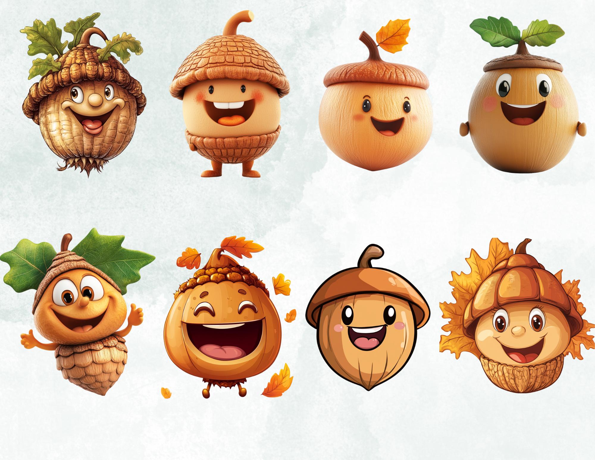 Clipart Funny Acorns | Pretty Acorns PNG | Digital Print Cute Decor ...