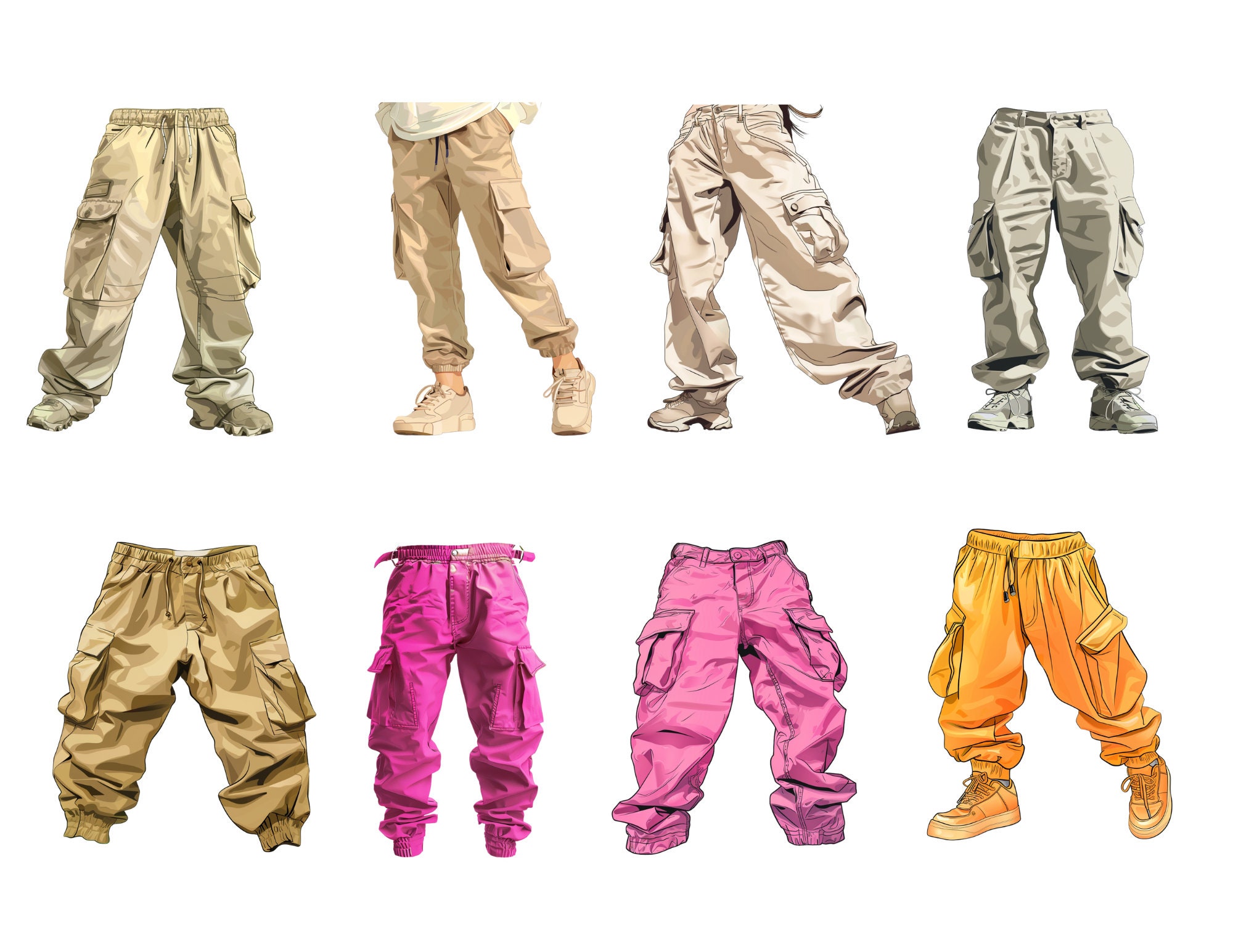 Clipart Cargo Pants | Cargo Pants PNG | Digital Print Fashion Design ...