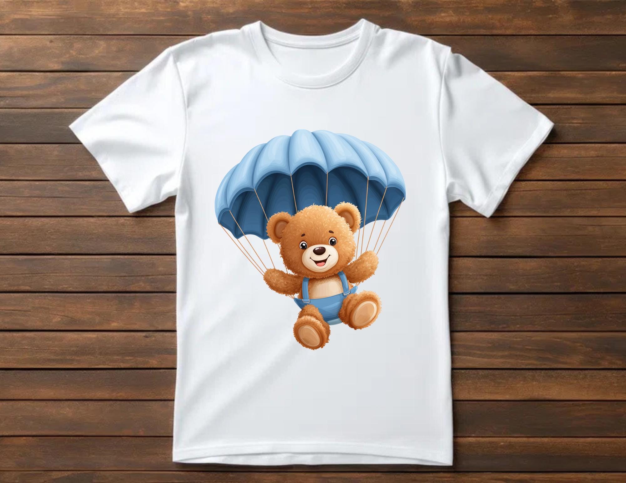 Blue Parachute Teddy Bear Clipart Bundle: Baby Boy Shower PNG ...