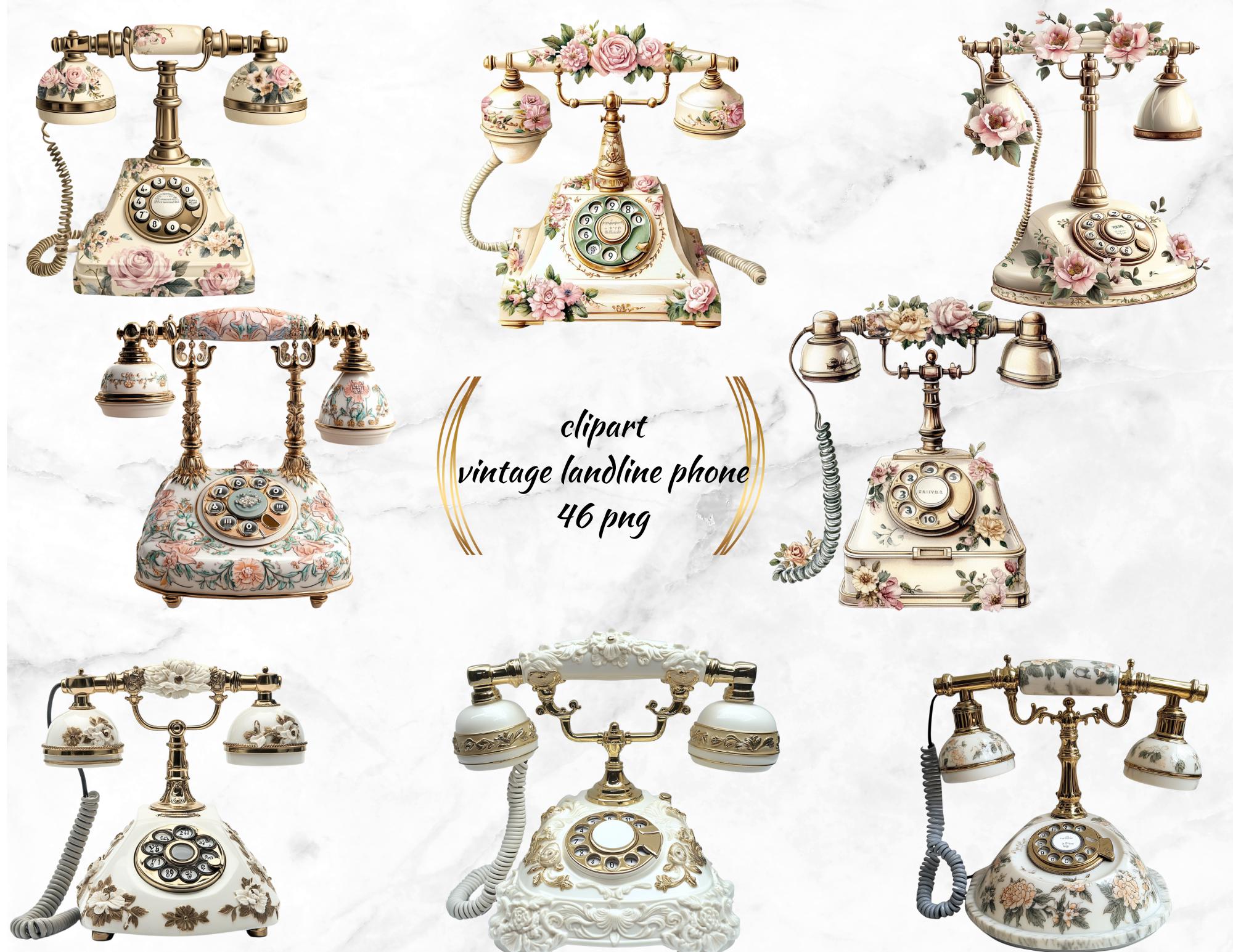 Vintage Landline Phone Clipart Bundle – 46 Pngs for Timeless and ...