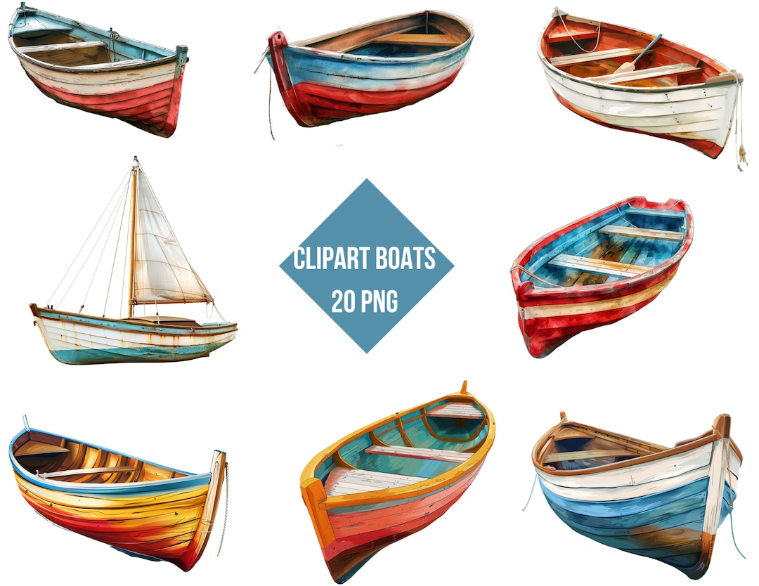 Clipart Pretty Boats | Cute Boat Illustrations PNG | Digital Print ...