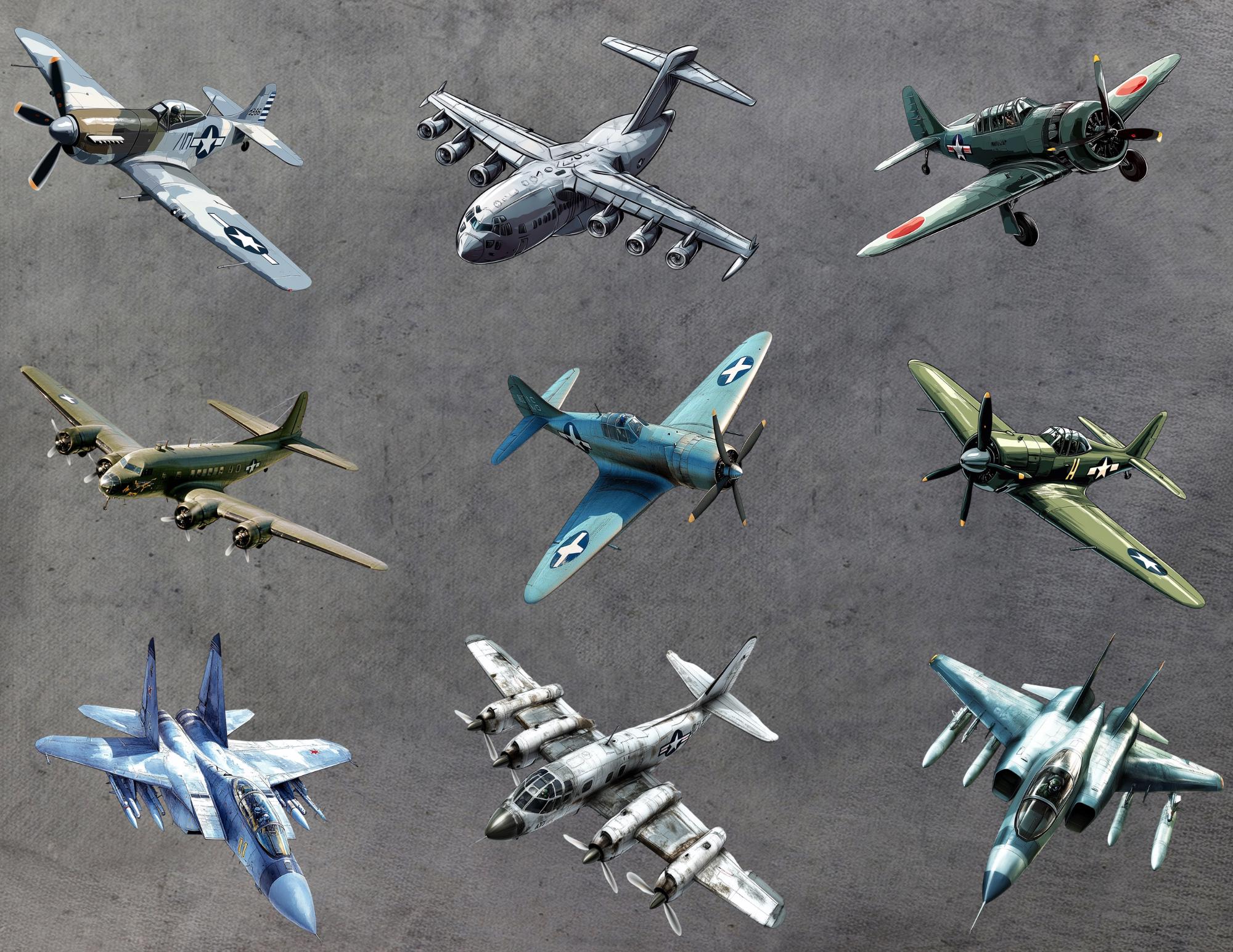 Military Airplanes Clipart | Army Airplanes 60 PNG | Digital Print ...