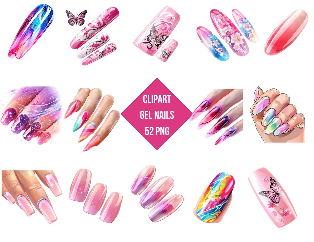 Stylish Gel Nails Clipart Set | Pretty Gel Nails PNG | Perfect for ...