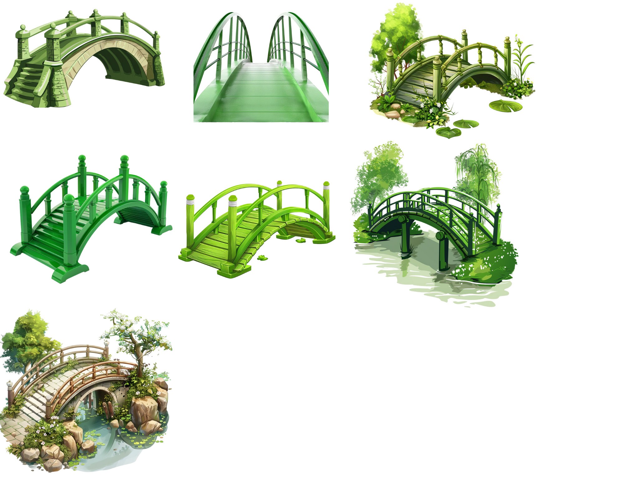 Clipart Pretty Bridges 52 PNG |colorful Bridges | Cute Decor for Any ...