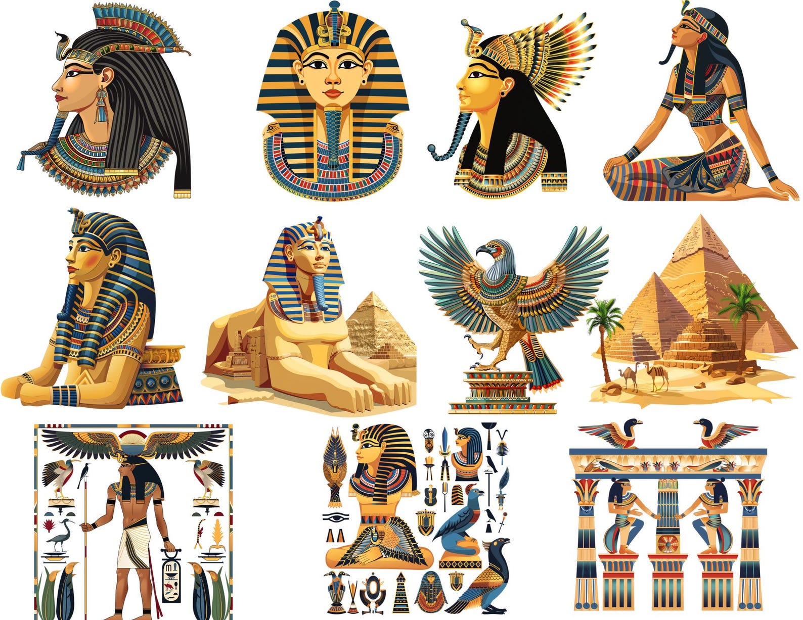 Clipart Egyptian Pharaoh Stickers | Ancient Egyptian Vinyl Sticker Set ...