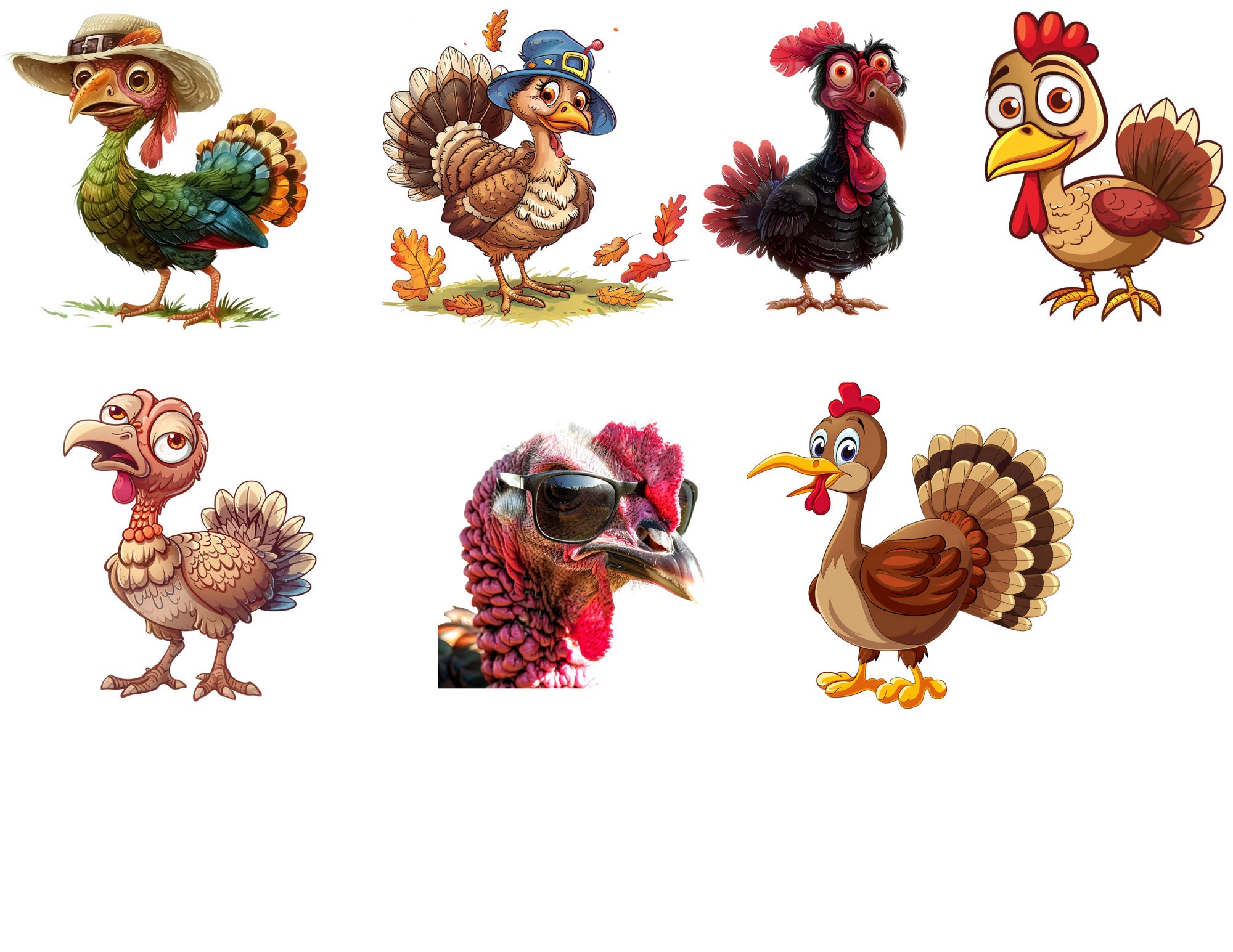 Clipart Funny Turkeys | Funny Turkeys PNG | Digital Print Funny Turkeys ...