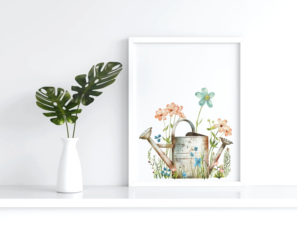 Watering Cans Clipart Bundle | Floral Garden PNG | Digital Spring Water ...