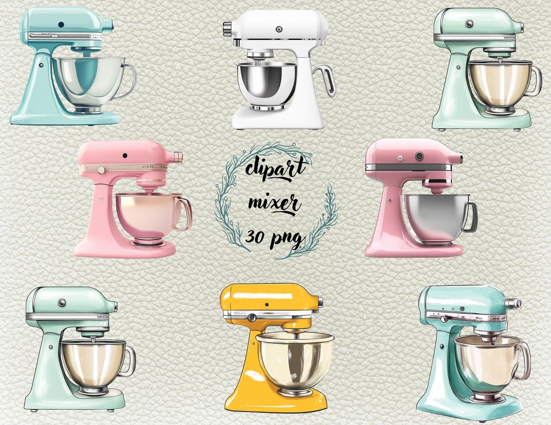Mixer Clipart Bundle | Pretty Mixer PNG | Digital Print Kitchen Decor ...