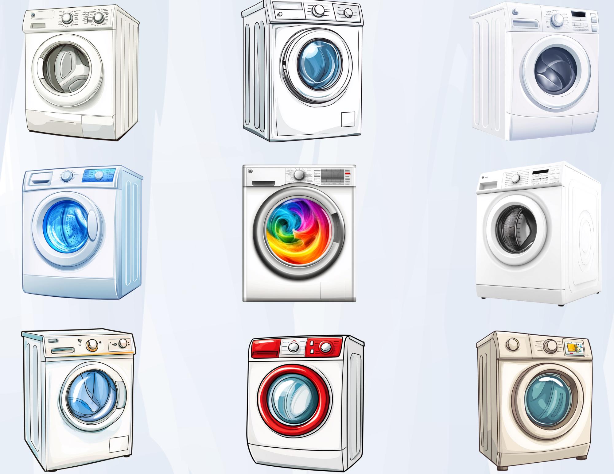 Washing Machine Clipart: Modern Washer PNG Designs (digital Download ...