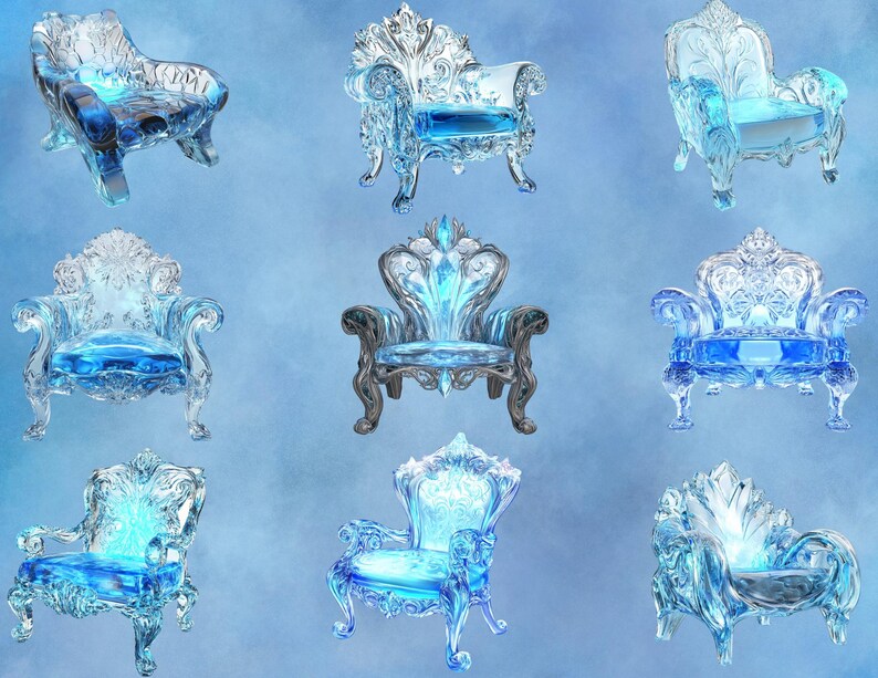 Ice Throne Clipart: 40 Frozen Crystal Chairs (PNG, Digital Download) - Etsy