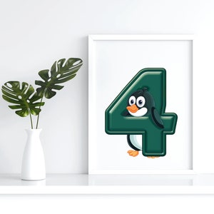 Penguin Numbers Clipart, Cute Penguin PNG, Arctic Animal Numbers, Kids ...