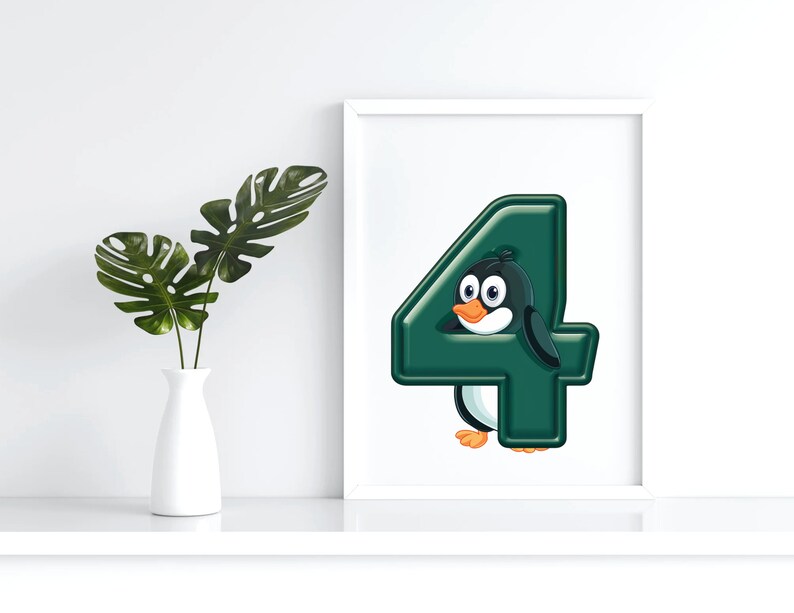 Penguin Numbers Clipart, Cute Penguin PNG, Arctic Animal Numbers, Kids ...