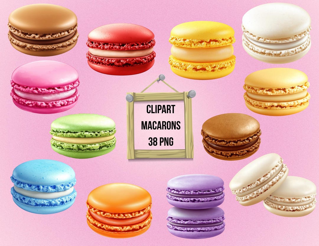 Macaron Clipart: 38 Colorful French Cookies PNG (commercial Use) - Etsy