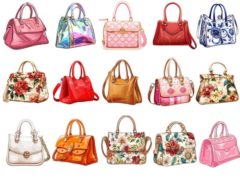 Handbags Clipart Set - 73 Elegant Pngs for Fashion Projects and ...