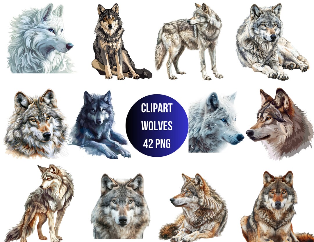 Clipart Wolves Wolves PNG Digital Print Wolves - Etsy