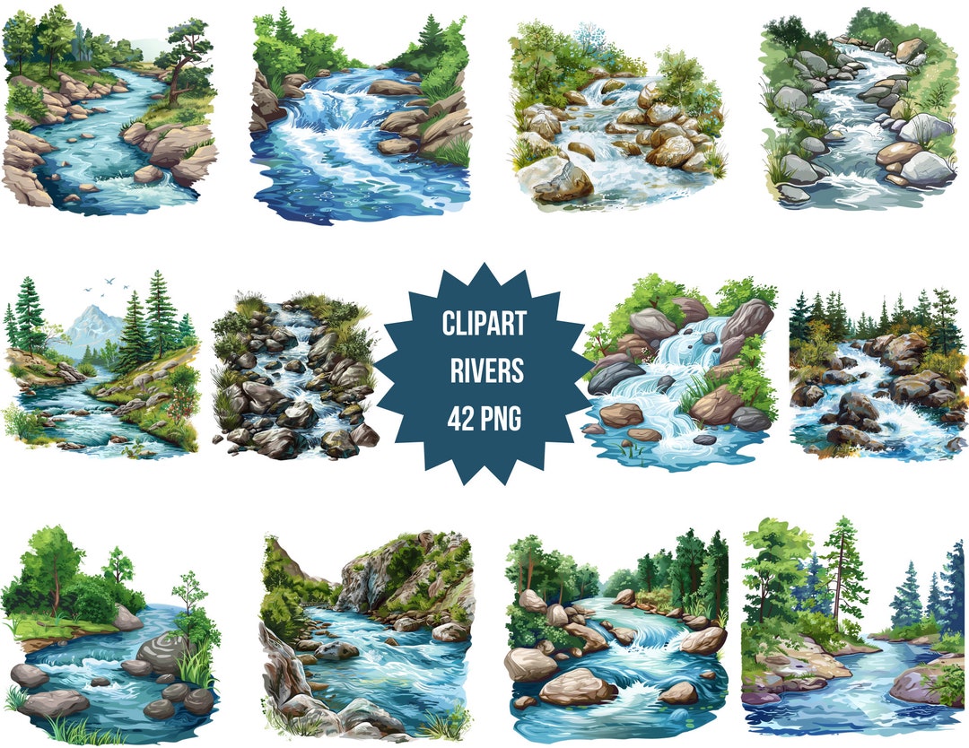 River Landscapes Clipart Set | Illustrations for Creative Projects and ...