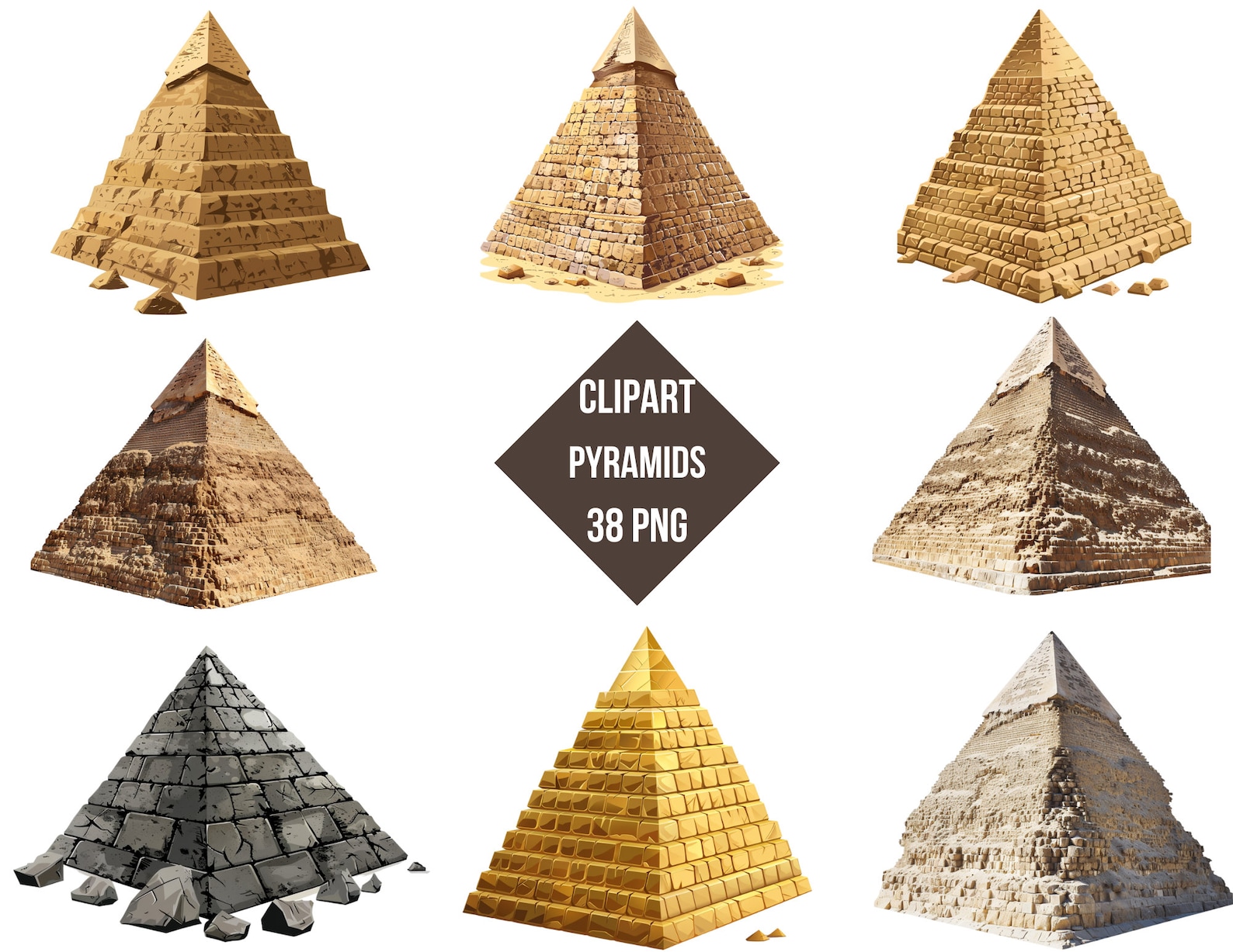 Clipart Pyramids | Pyramids Collection PNG | Digital Print Pyramids ...