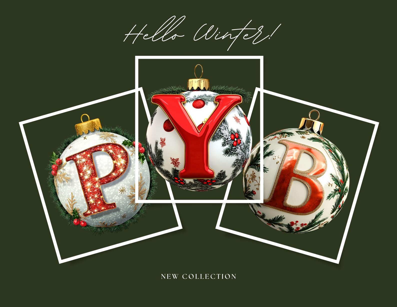 Christmas Ornament Clipart Alphabet, Festive Holiday Baubles, A-Z PNG ...