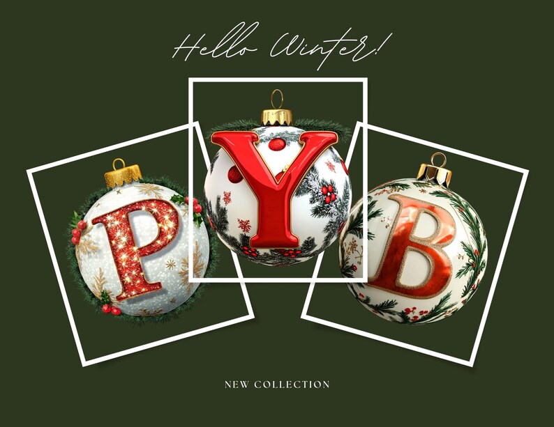 Christmas Ornament Clipart Alphabet, Festive Holiday Baubles, A-Z PNG ...