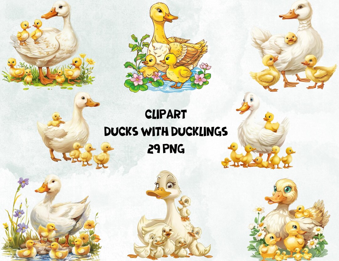 Clipart Adorable Ducks With Ducklings | Ideal for Crafts & Scrapbook ...