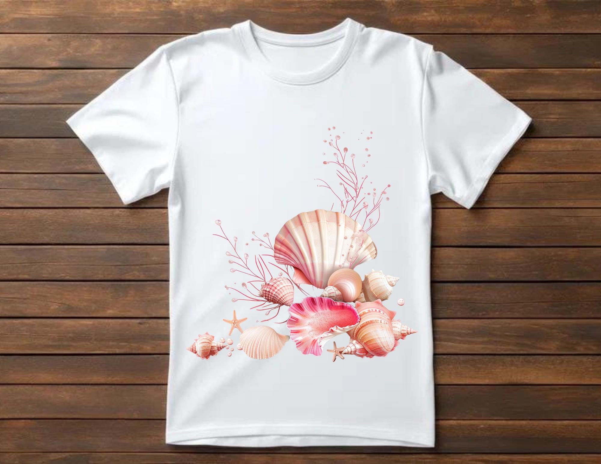 Pink Shells Clipart, Seashell Frames PNG, Digital Print Ocean-themed ...