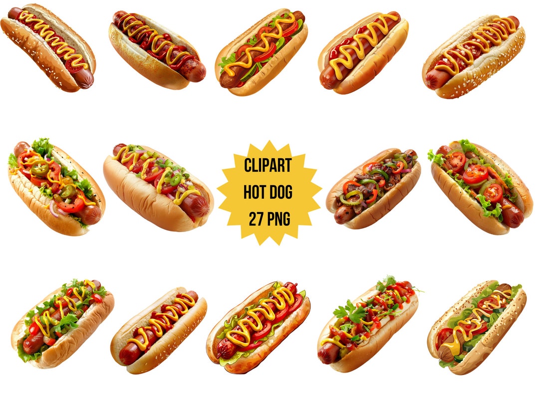 Clipart Hot Dogs | Hot Dogs PNG | Digital Print Hot Dogs | Transparent ...